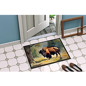 Caroline's Treasures DAC2871MAT American Bison Doormat Front Door Mat Indoor Outdoor Rugs for Entryway, Non Slip Washable Low Pile, 18H X 27W