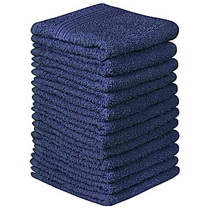 Beauty Threadz - Premium Quality Pack of 12 Luxury Washcloths 100% Ring Spun Cotton 12x12 inch Face Towel Highly Absorbent, Ultra Soft & Fade Resistant 500 GSM Fluffy Wash Cloth Set (Navy)