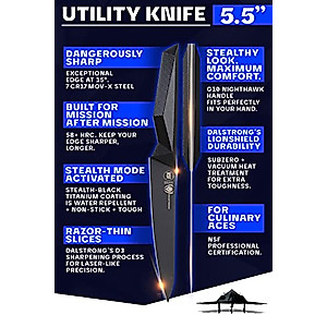 Dalstrong Utility Knife - 5.5" - Shadow Black Series - Black Titanium Nitride Coated - High Carbon - 7CR17MOV-X Vacuum Treated Steel - Sheath - NSF Certified