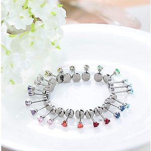 ORAZIO CZ Stud Earrings for Women Stainless Steel Cubic Zirconia Cute Heart Earrings Screwback