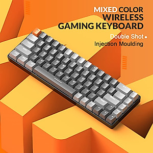 MAGIC-REFINER RK68 60% Wireless Mechanical Keyboard, Bluetooth 5.0/2.4GHz with Dual Mode 2-in-1 Receiver, Ergonomic Compact 68-Key Hot Swappable Gaming Keyboard, Blue Switch for Mac Windows PC
