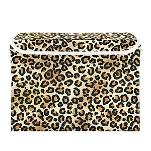 Kigai Fashion Colorful Leopard Animal Print Storage Bin, Storage Baskets with Lids Large Organizer Collapsible Storage Bins Cube for Bedroom, Shelves, Closet, Home, Office 16.5 X 12.6 X 11.8 Inch