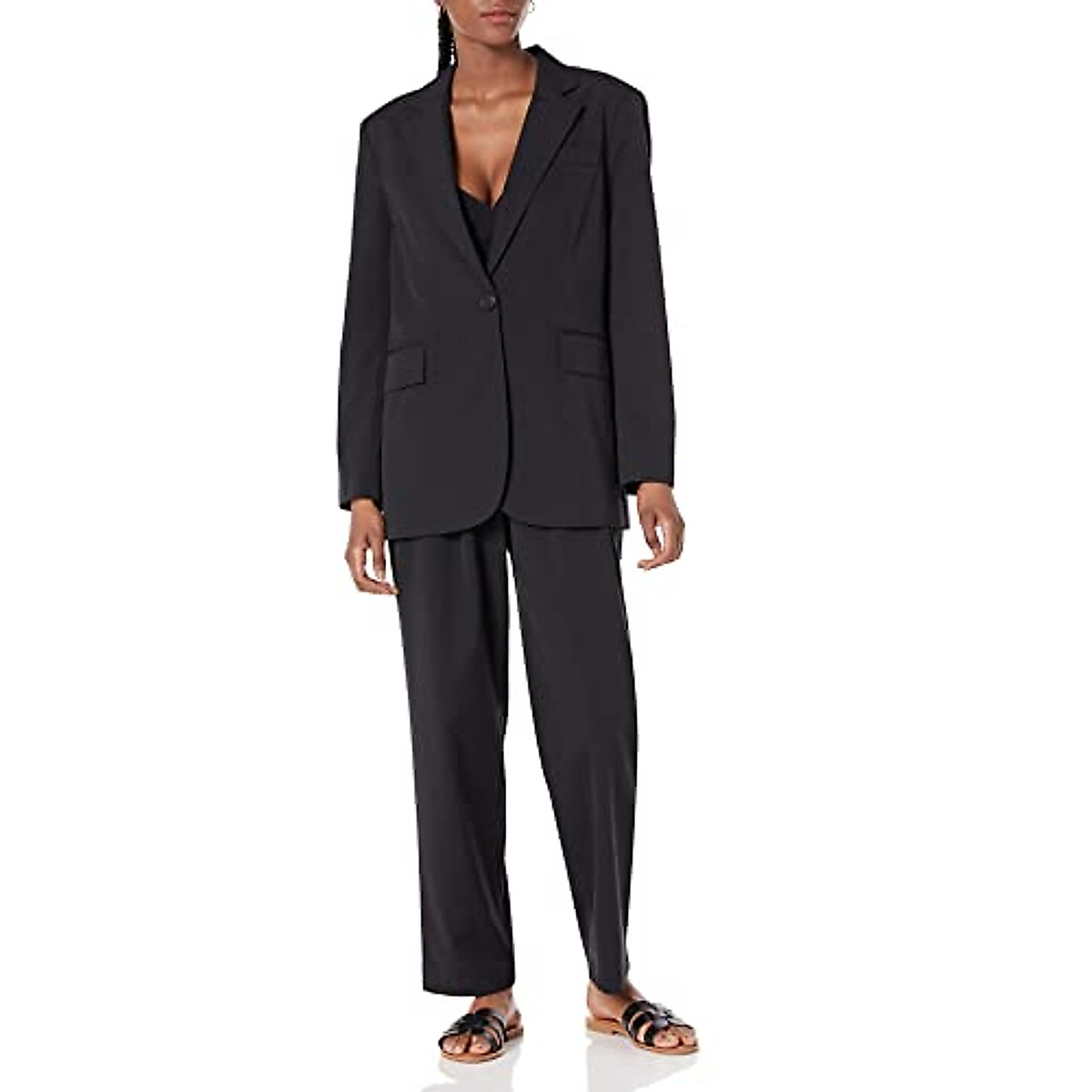 The Drop Women's Ramona Loose Fit Boxy Blazer, Black, XXS
