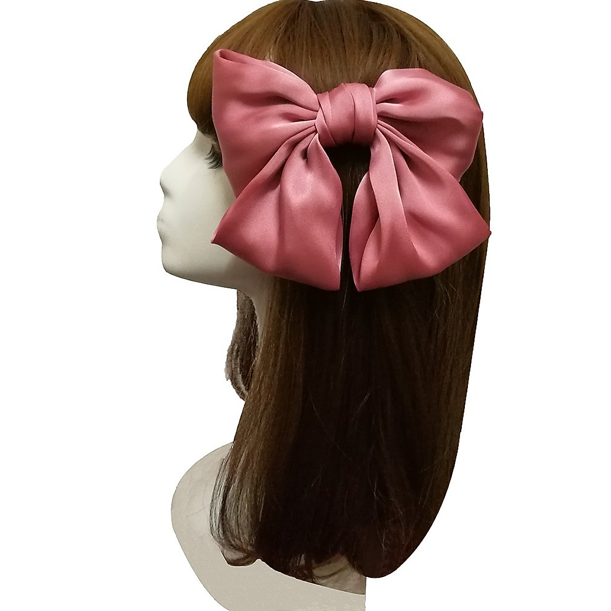 PIDOUDOU Set of 6 Big Satin Solid 8 Inch Bow Hair Clips Women Barrettes
