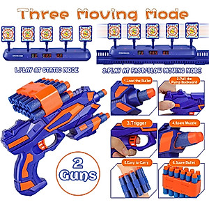 SWEMNED Running Shooting Targets for Nerf Gun Practice,Upgrade 5 Targets Auto Reset /3 Game Mode Electronic Scoring Digital Moving Target, Ideal Gift Toy for Age 6,7,8,9,10,12,13+ Year Old Kid/Boys