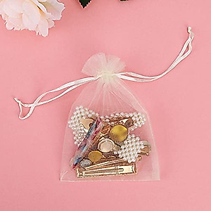 LGCLGY 100PCS Organza bags 4 x 6 inch, Mesh Jewelry Bag, Organza Drawstring Bags, Wedding Favor Bags With Drawstring, Jewelry Bags/Pouches for Wedding Party Christmas Favor Gift Bags (Beige)