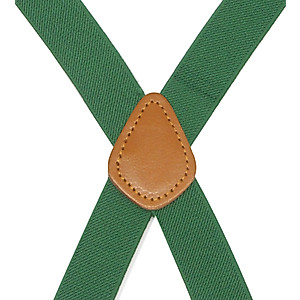 Doloise Suspenders Men&Women Bowtie Set X Back Suspender For Wedding&Formal Events with 1 Inch Wide Elastic Braces (Green)