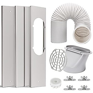 HOXHA Air Conditioner Window Vent Kit Universal Adjustable Window Kit with 5.9” Diameter 59” Length Exhaust Hose for AC Unit, AC Seal Panel for Horizontal&Vertical Window