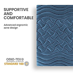 SLEEP ZONE King Size Cooling Mattress Pad, Premium Zoned Quilted Fitted Mattress Topper, Elastic Mattress Protector Cover, Machine Wash Durable, Deep Pocket 8-21 inch, Blue, King