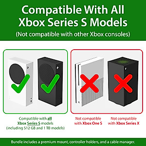 TotalMount – Wall Mount for Xbox Series S – Mounts Xbox Series S on a Wall by Your TV (Black Wall Mount and 3 Controller Holders)