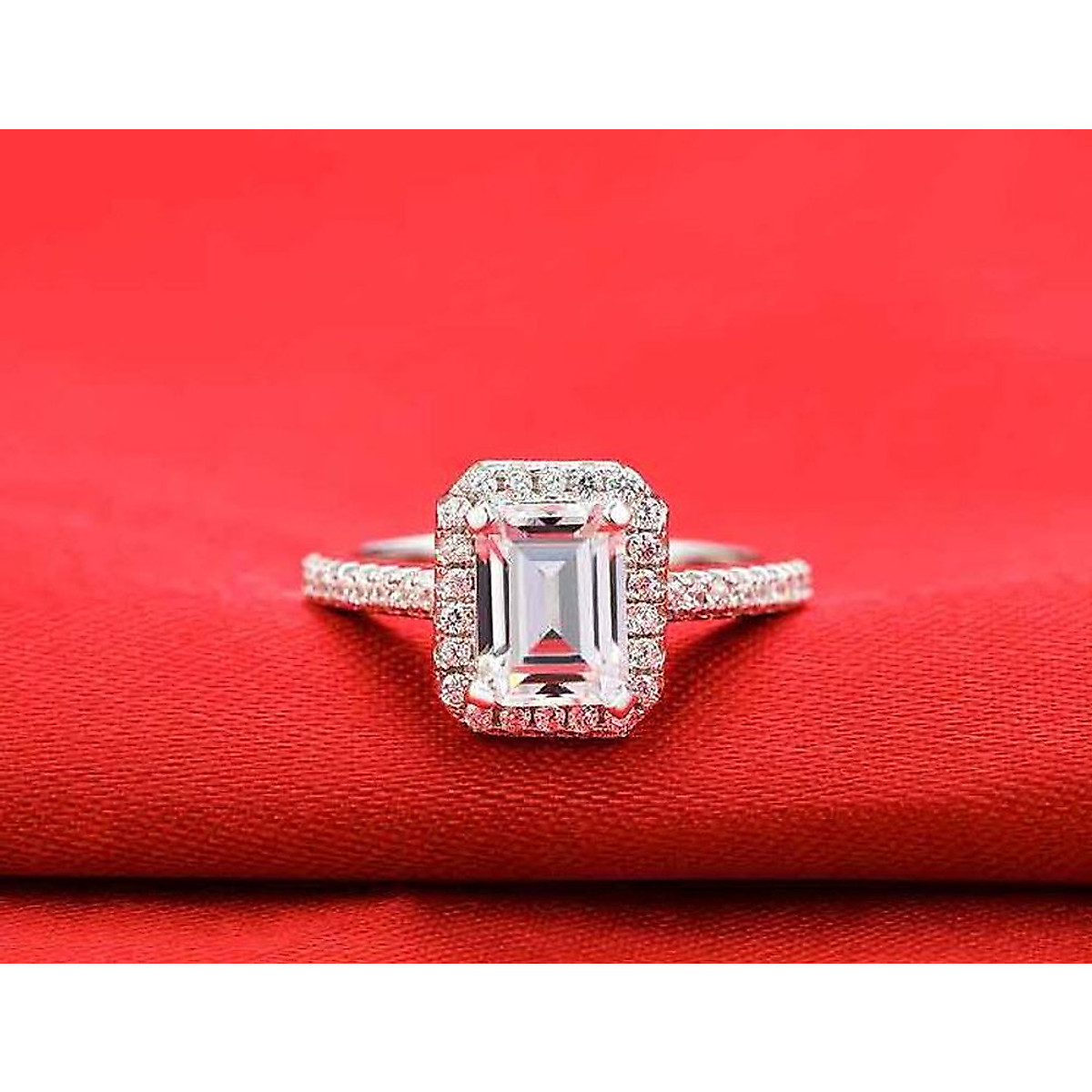 Tenfit Jewelry Women's Ring 18k Gold Plated Square Cubic Zircon Engagement Ring 118,Size:7