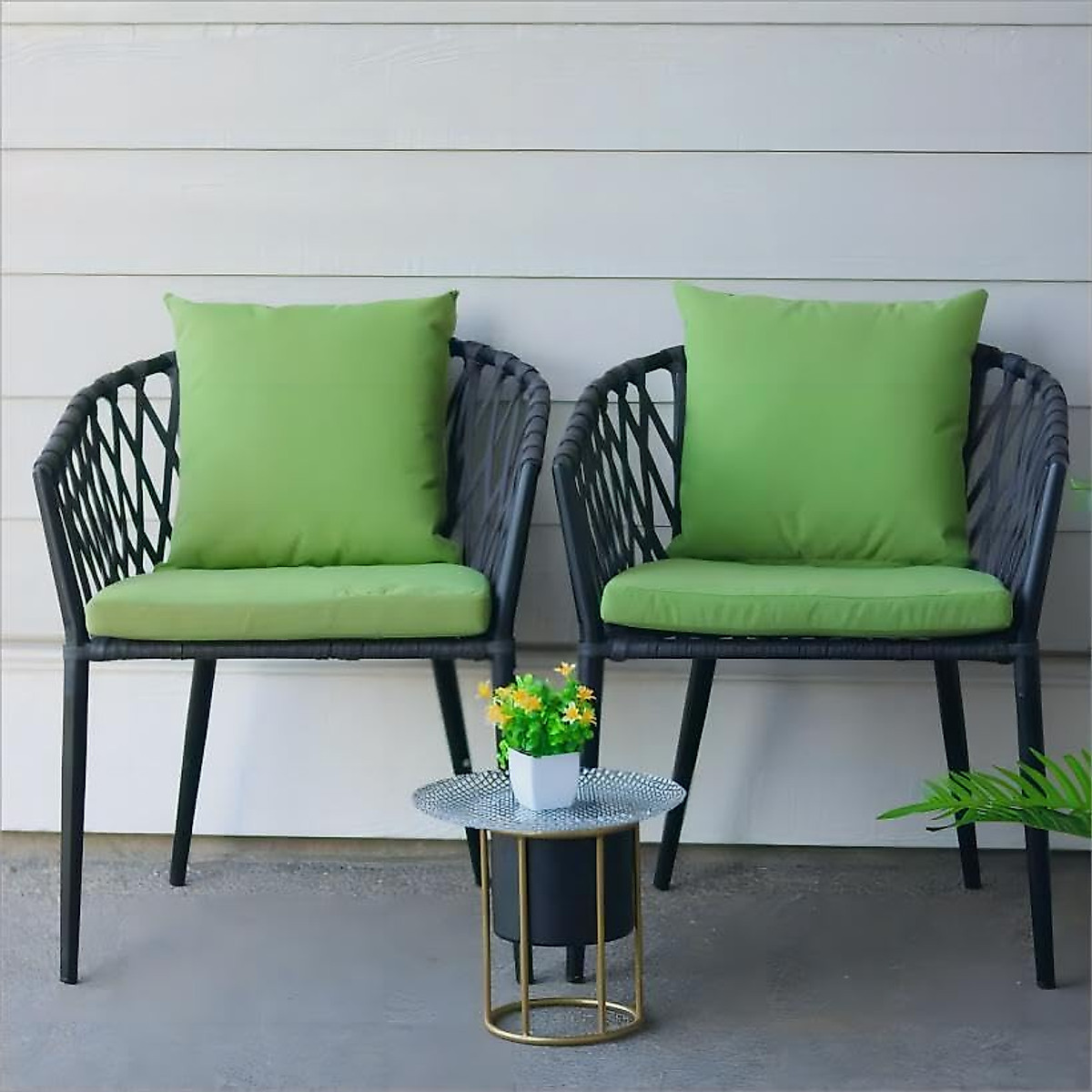 YITAHOME Outdoor Dining Chair Set of 2, Rope Woven Design Bistro Chairs, Indoor-Outdoor Armchair Seating for Patio, Backyard, Poolside, Balcony - Green and Grey