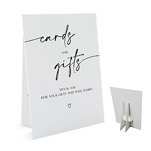 Card and Gift Sign(8 x 11 Inch Table Sign with Holder), Thank You for Your Gift and Well Wishes, Minimalist Wedding Decoration Sign, Bridal Shower Baby Shower Favors for Guests-WEEDS08