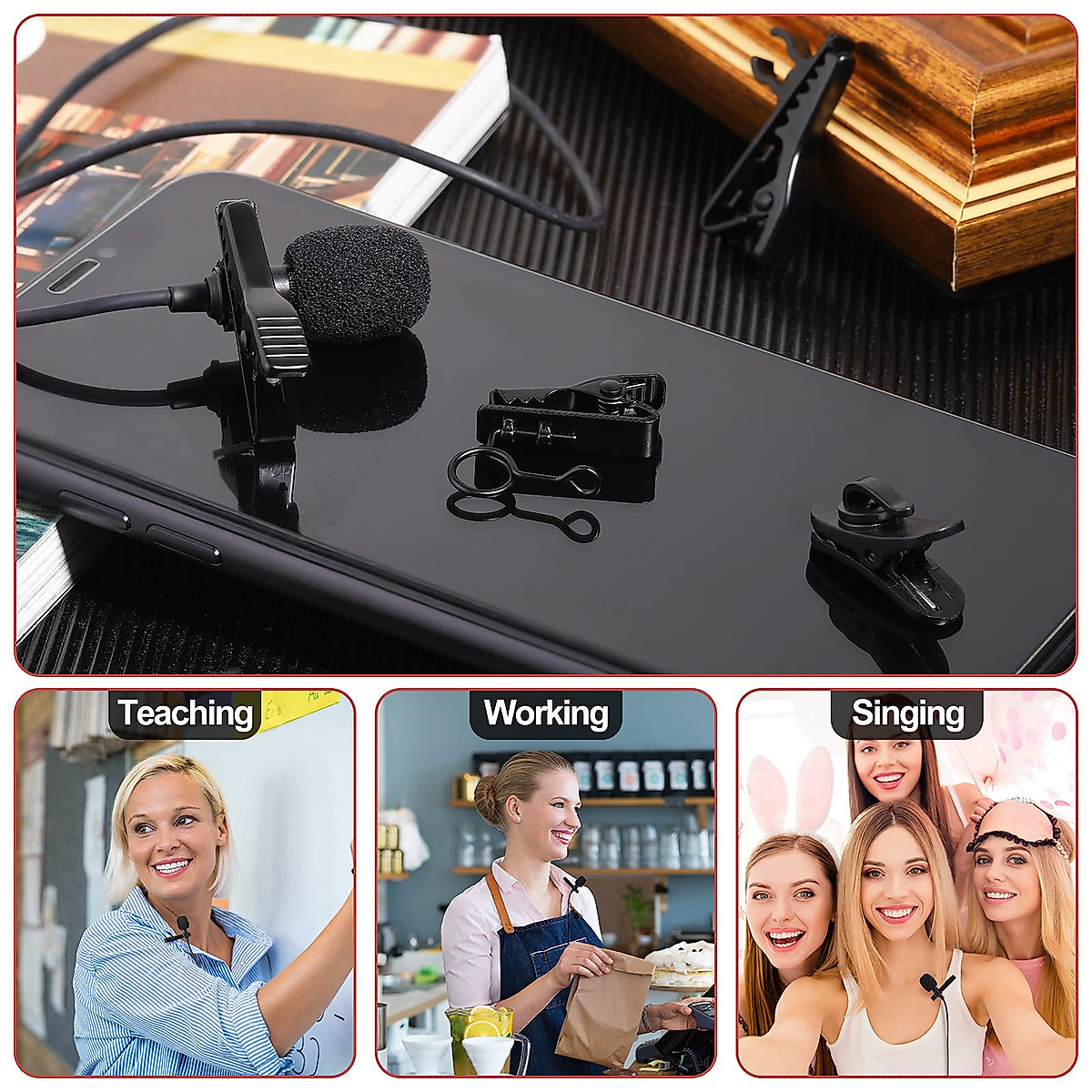 36 Pieces Lapel Mic Clips Sponge Cover Kit 18 Pieces Mental Lavalier Microphone Clip Plastic Lavalier Wire Clips 18 Pieces Foam Windscreen Cover Lapel Mic Windscreen Foam Covers for Interview Video