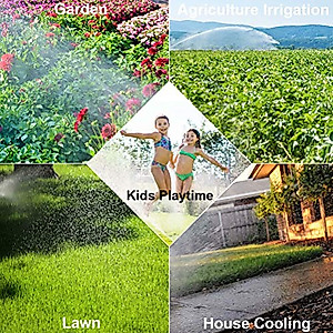 Blisstime Water Sprinkler for Lawn, Automatic Lawn Sprinkler for Yard Large Area, 360° Rotating Adjustable Garden Sprinkler Lawn Irrigation System Leak Free Design 3 Arm Sprayer, Easy Hose Connection