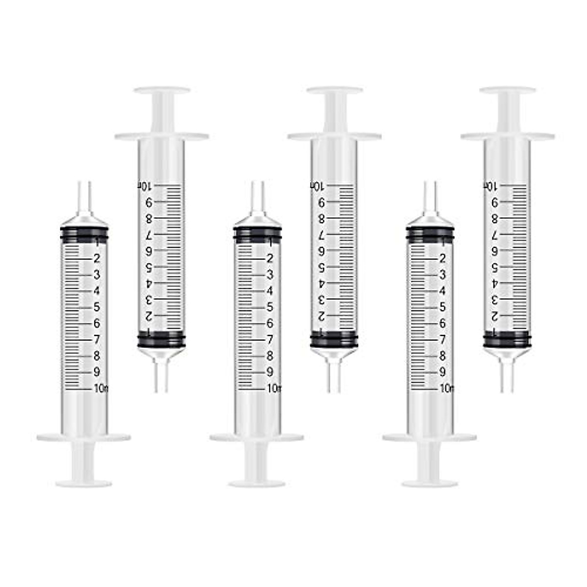 6 Pack - 10ml Plastic Syringe with Measurement, No Needle Suitable for Refilling and Measuring Liquids, Feeding Pets, Oil or Glue Applicator