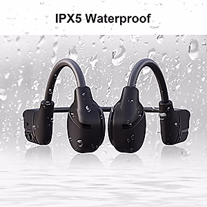 Loluka Wireless Open Ear Bone Conduction Headphones with Microphone Podcast Induction Bluetooth Earphones Sweatproof Sports Headset Lightweight Waterproof for Running Driving Hiking Bicycling Black