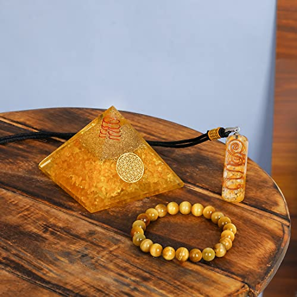 Orgone Pyramid - Citrine Pyramid - Crystal Decor - Stones and Crystals - Meditation Accessories - Wealth Pyramid - Witchcraft Supplies - Positive Crystals - Chakra Pyramid