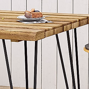 Christopher Knight Home Audrey Indoor Industrial Acacia Wood Dining Table, Teak Finish, Rustic Metal