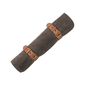 Angus Stoke Knife Roll Bag of genuine buffalo Leather – Handcrafted Chef`s Knife Roll Storage Bag/Case 7 slots – Sean (Olive-Green/Brown)