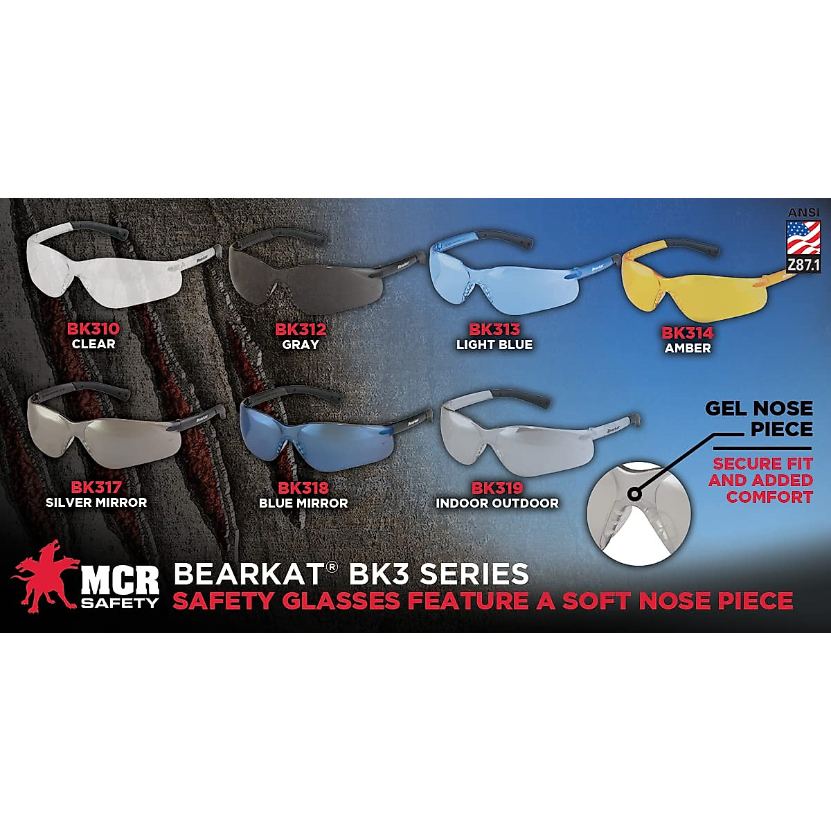 MCR Safety - Bearkat Bk3 Series Safety Glasses Clear Lens Non-S (BK310)
