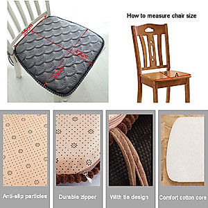 ZTGL Chair Cushions for Dining Chairs, Anti-Deformation Chair Pads with Ties and Non-Slip Backing - Seat Cushion for Kitchen Chair with Detachable Cover 17"X16",Black,Pack of 6