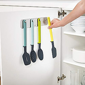 Joseph Joseph DoorStore Elevate Silicone Kitchen Utensil Set with Hanging Rack 3M Adhesive Wall and Cabinet Door Mount, 4-piece, Opal