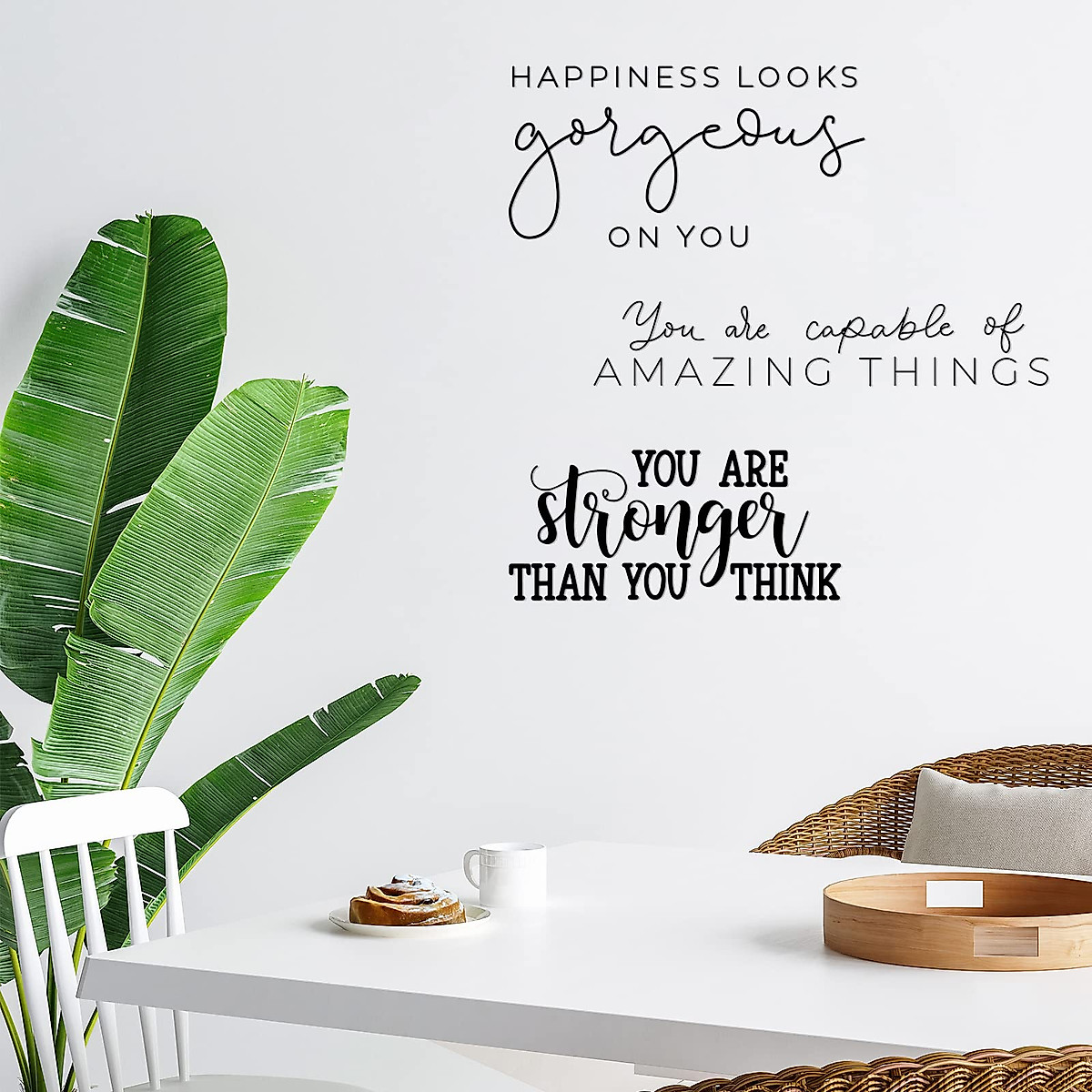 Ctosree 9 Pcs Vinyl Wall Stickers Inspirational Saying Wall Decals Motivational Saying Wall Stickers and Murals Large Removable Quote Stickers Positive Lettering Word Home Decal for Office School Dorm