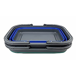 SAMMART 12L (3.17Gallon) Collapsible Tub with Handle - Portable Outdoor Picnic Basket/Crater - Foldable Shopping Bag - Space Saving Storage Container (Purplish Blue +Turquoise Blue)