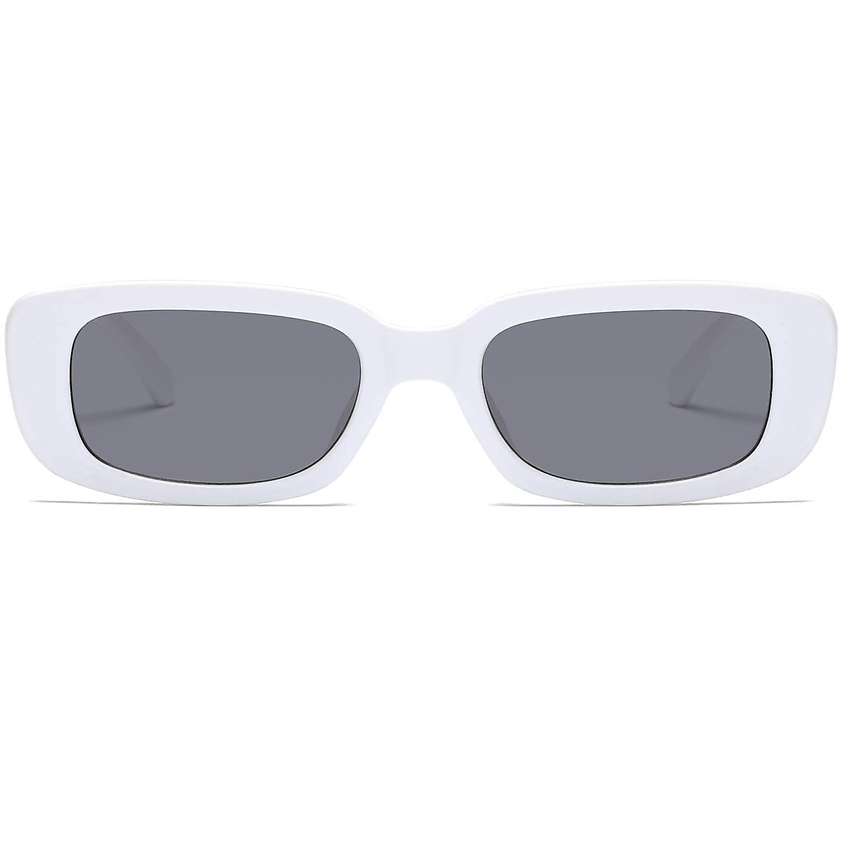 aisswzber Vintage Rectangle Sunglasses for Women Men 90s Fashion Narrow Square Frame Eyewear UV400 Protection