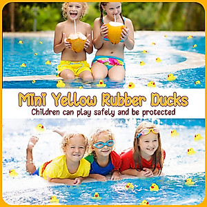600 Pcs Mini Rubber Ducks in Bulk Bath Toy Squeak Tiny Ducks for Kids Bathtub Shower Birthday Favors Party Decoration Gift, 1.57 x 1.57 x 1.18 Inches (Yellow)