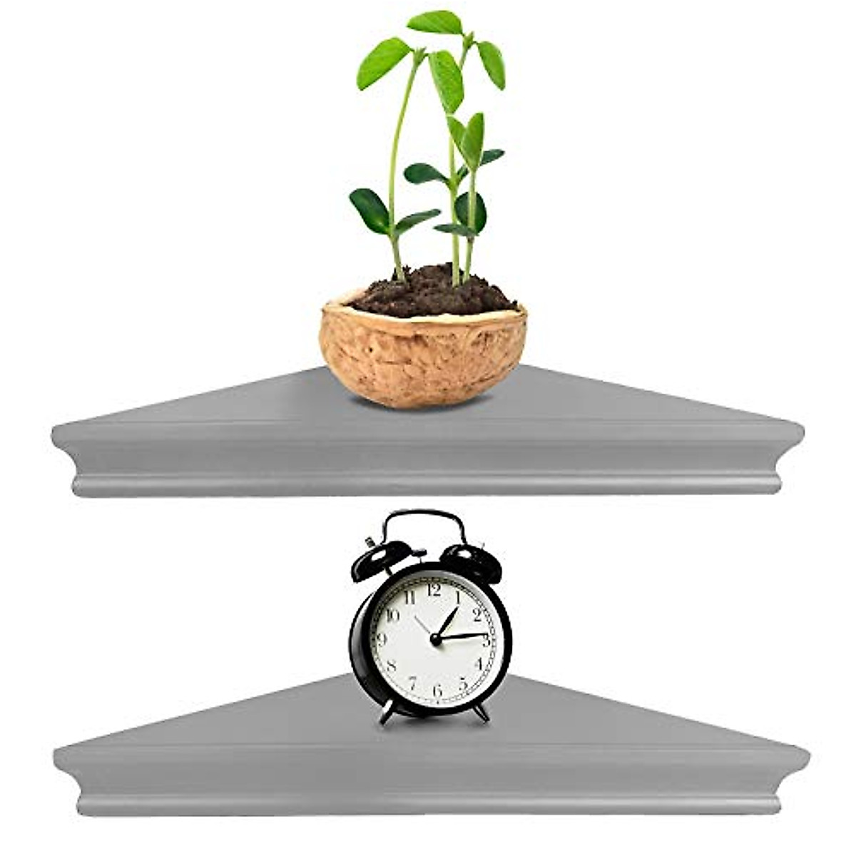 Greenco Corner Shelf, 2-Pack Floating Shelves for Wall, Easy-to-Assemble Wall Mount Corner Shelves for Bedrooms and Living Rooms, 2 Count, Gray Finish
