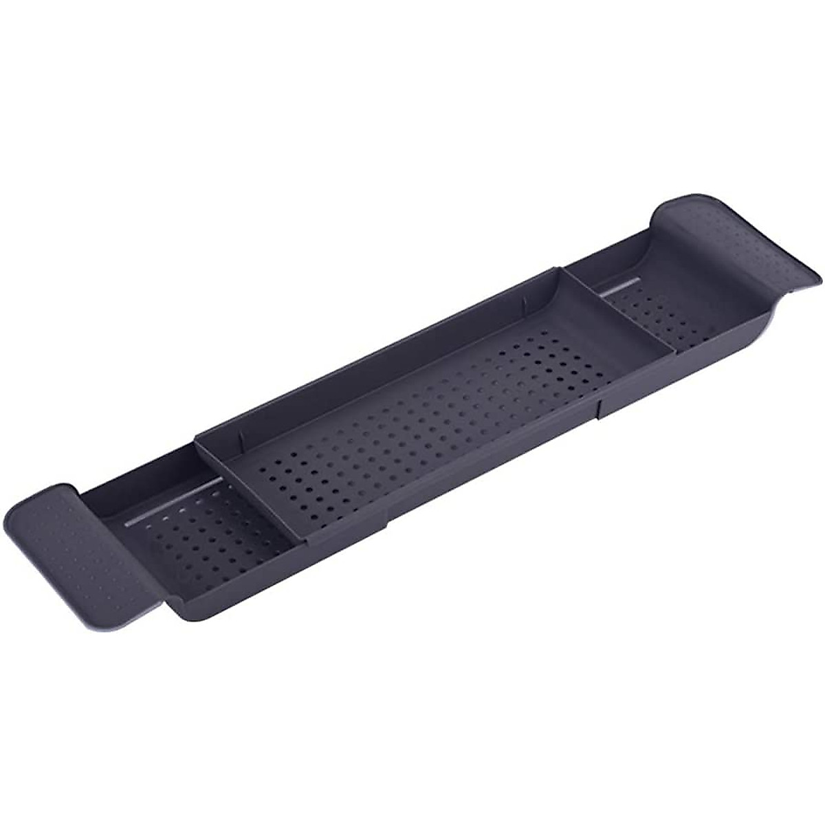 Bathtub Tray Expandable, GLOWBAL Adjustable Bath Tub Tray Table Non-Slip Bath Shelf Caddy Multifunctional Plastic Bath Rack(2 Pack, Black+White)