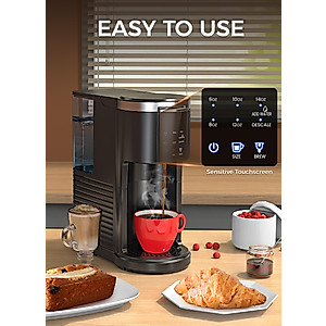COWSAR Single Serve Coffee Maker, Coffee Brewer for K-Cups Pods and Ground Coffee, Capsule Coffee Machine with 40 Oz Water Tank, 5 Brew Sizes Up To 14 Oz, Black
