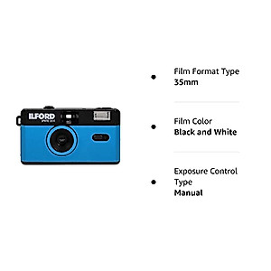 Ilford Sprite 35-II Reusable/Reloadable 35mm Analog Film Camera (Blue and Black)