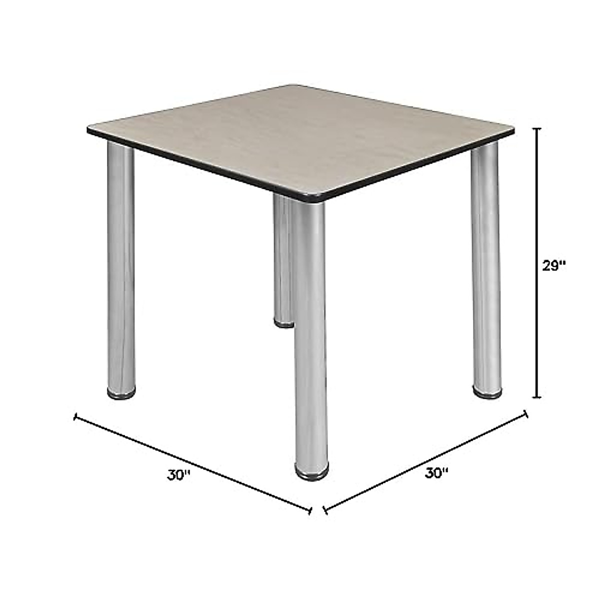 Regency Kee Square Dining & Activity Table with with Slim Lightweight Tabletop, 30", Maple/Chrome