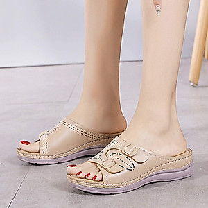 justHIGH Women's Slip on Flat Slide Sandals with Arch Support Lightweight Waterproof Outdoor/Indoor Lightweight Sandals