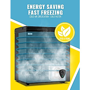 Chest Freezer 5.0 Cubic Feet Small Black Deep Freezers WANAI Mini Compact Home Machine 7 Thermostat Removable Basket Garage Dorm Apartment Kitchen Business