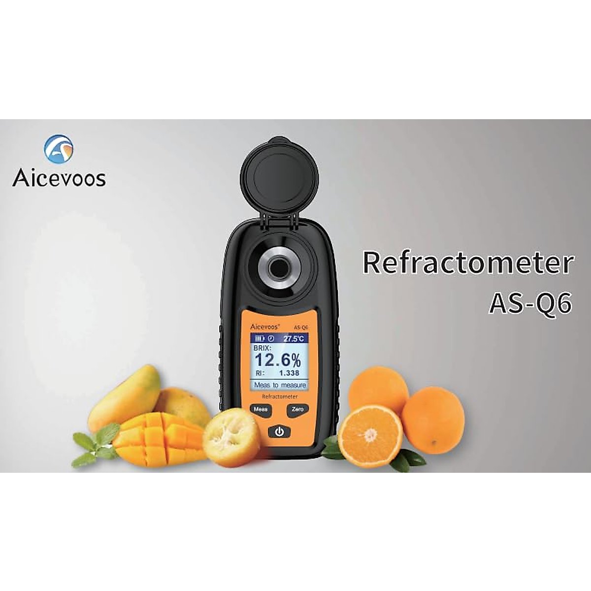 Aicevoos Digital Sugar Brix Refractometer brix Meter Automatic Temperature Compensation Range 0-35%，±0.2% Precision, Perfect for Fruits, Juices, Vegetables, Drinks and Coffee