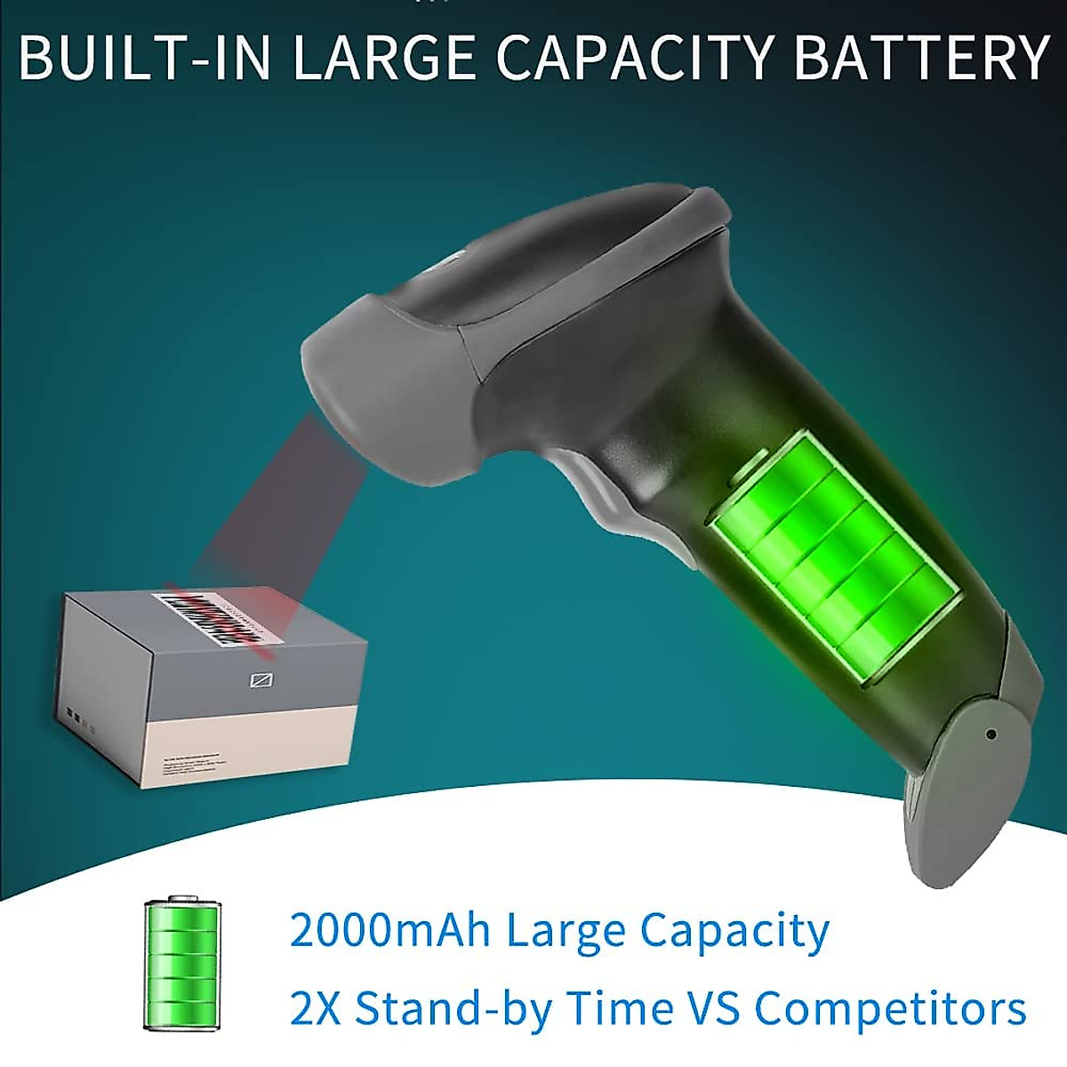 328 Feet Distance 1D CCD Wireless Bar Code Scanner for for PC Computers, UNIDEEPLY 2 in 1 (433MHZ Wireless & USB Wired) Automatic Barcode Reader Handheld USB Receiver for Store Supermarket, Warehouse