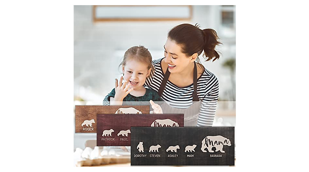 Personalized Mama Bear & Cub Sign for Mother's Day | Custom Gift