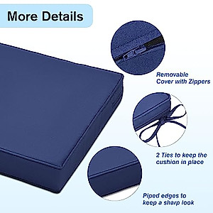 HAVARGO Outdoor Seat Cushions Set of 2, 18.5X16 Outdoor Chair Cushions Waterproof 1500H Fade-Resistant Patio Chair Cushion, Patented Ventilation Chair Cushions for Outdoor Furniture, Navy Blue