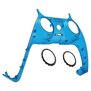 eXtremeRate Clear Blue Decorative Trim Shell Compatible with p s 5 Controller, DIY Replacement Clip Shell, Custom Plates Cover Compatible with p s 5 Controller with Accent Rings