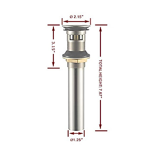 Purelux Bathroom Sink Drain Stopper Faucet Vanity Sink Pop Up Drain Assembly with Overflow, Brushed Nickel Finish