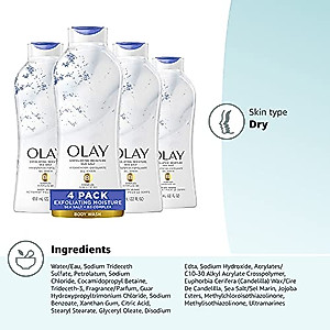 Olay Daily Exfoliating with Sea Salts Body Wash, 22 oz, (4 Count)