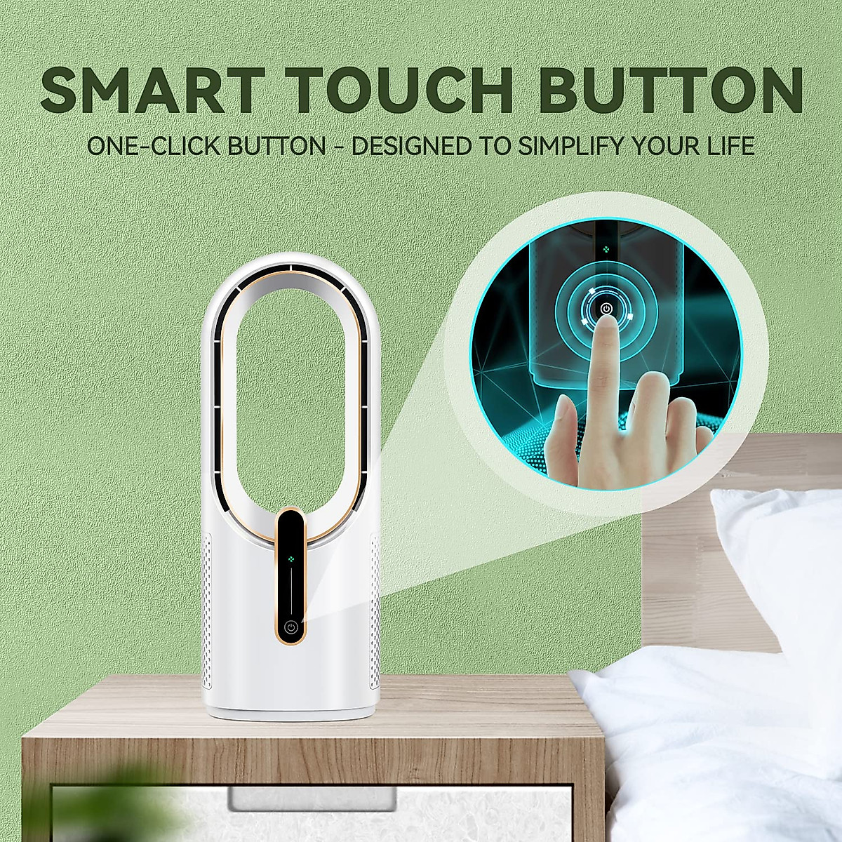 let'me Desk Fan, 12in Quiet Bladeless Fan Rechargeable Desktop Fan, Small Fan For Desk Cooling With 3 Speeds, Touch Control, Usb Cord, Personal Fan For Bedroom, Office, Home