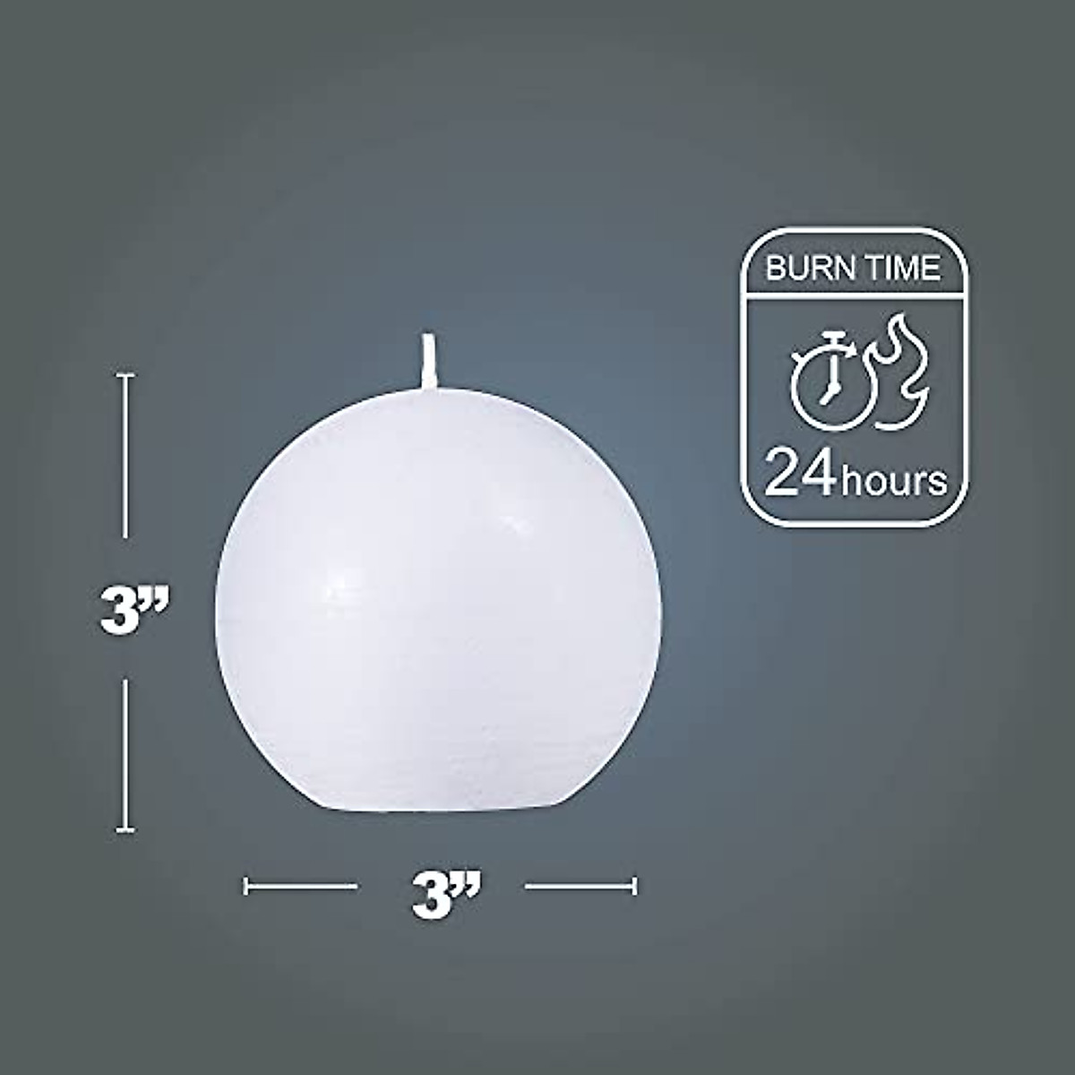 SPAAS Rustic White Round Candles - 3 Inch White Ball Candles - Use as Decorative Candles for Weddings, Celebrations, Holiday, and Home Decor - Set of 6 White Sphere Candles