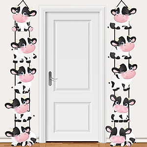 HANPLK Cow Print Birthday Party Decorations, Farm Animal Cow Print Birthday Party Supplies for Indoor Home, Outdoor Banner Porch Sign
