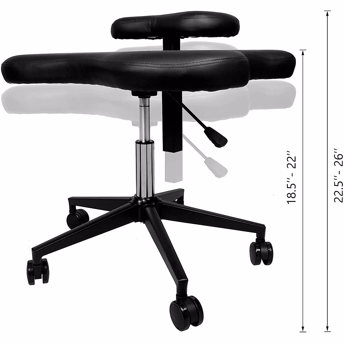 H-A Height Adjustable Kneeling Chair Ergonomic Posture Corrective Seat with Faux Leather Knee Cushion for Home/Office (Black)