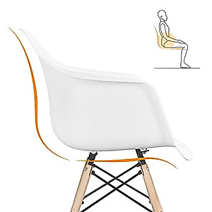 GLUXIT Modern Style Dining Chair Mid Century Modern DSW Chair, Shell Lounge Plastic Chair for Kitchen, Dining, Bedroom, Living Room Side Chairs Set of 4(White)
